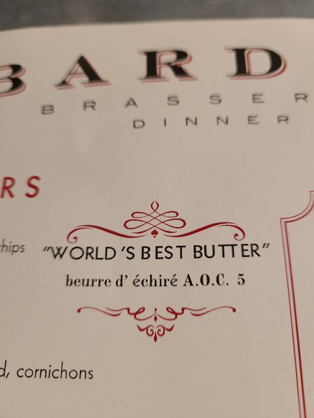 Menu at Bardot Brasserie, Las Vegas, 3730 S Las Vegas Blvd