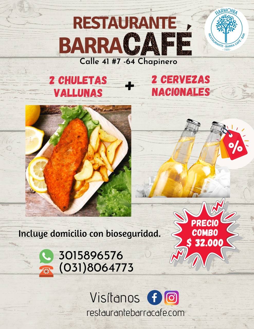Carta de Barra Café, Bogotá, Cl. 41 #7-64