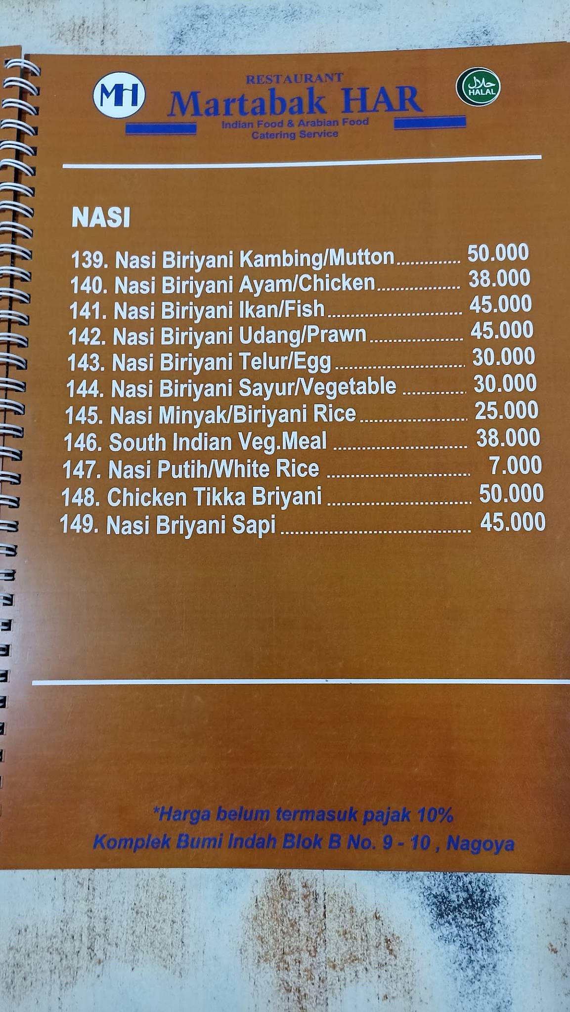 Menu at Restaurant Martabak Har, Batam, Komplek Bumi Indah