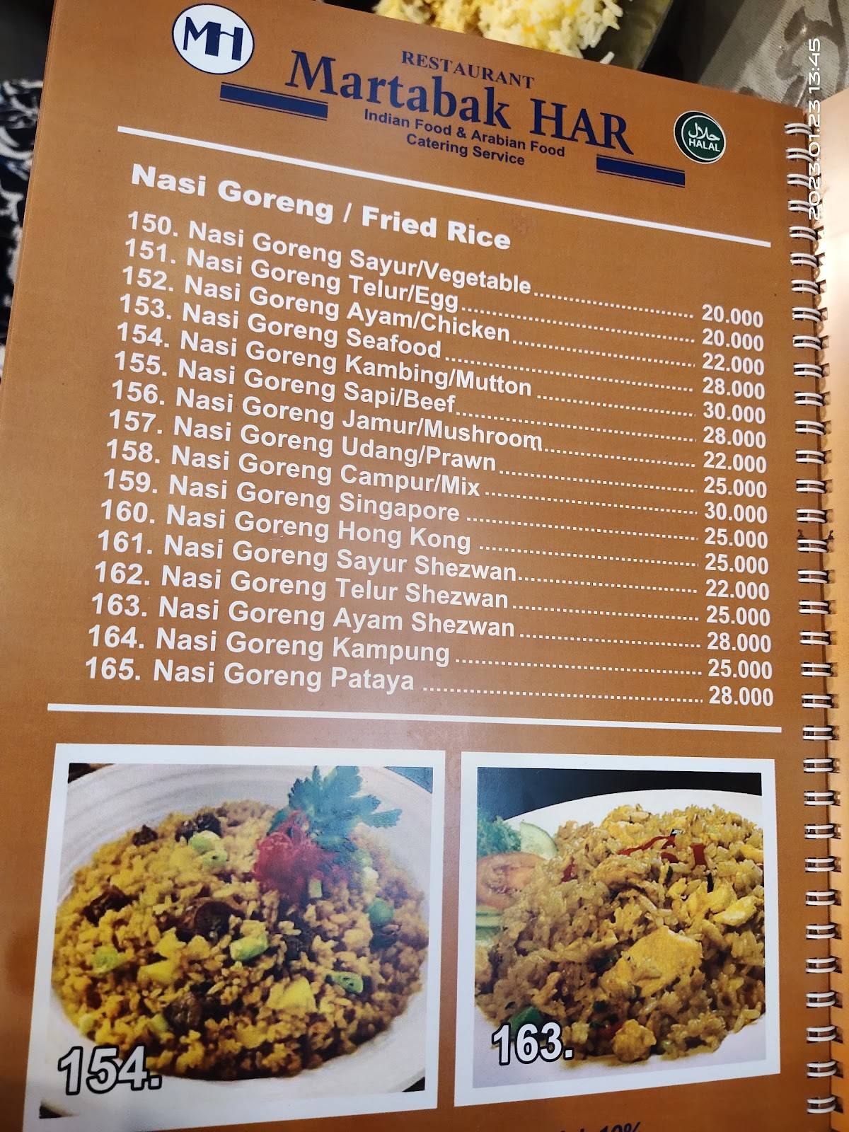 Carta de Restaurant Martabak Har, Batam, Komplek Bumi Indah