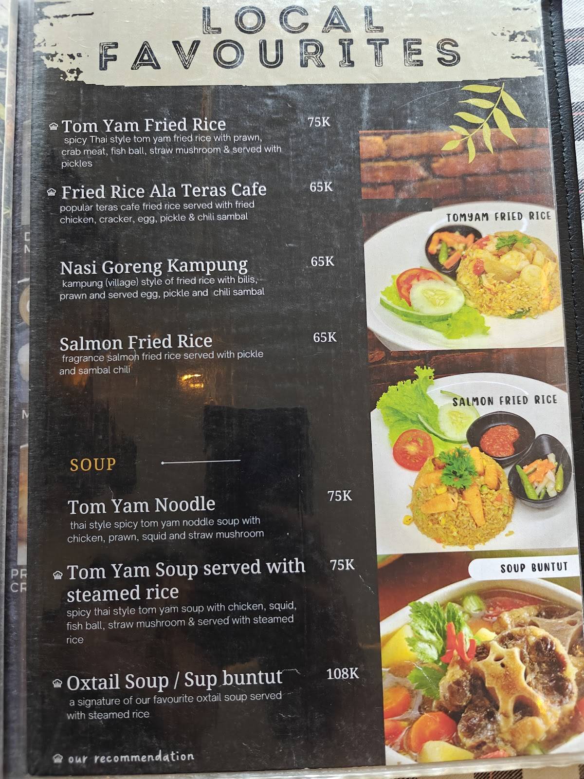 Menu at Teras Cafe, Batam
