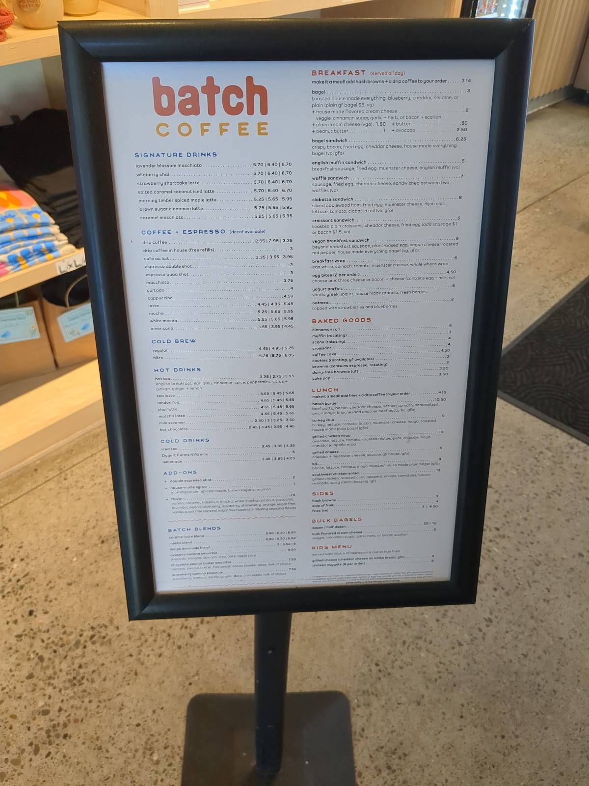 Menu at Batch Coffee restaurant, Binghamton, 70 Chenango Bridge Rd