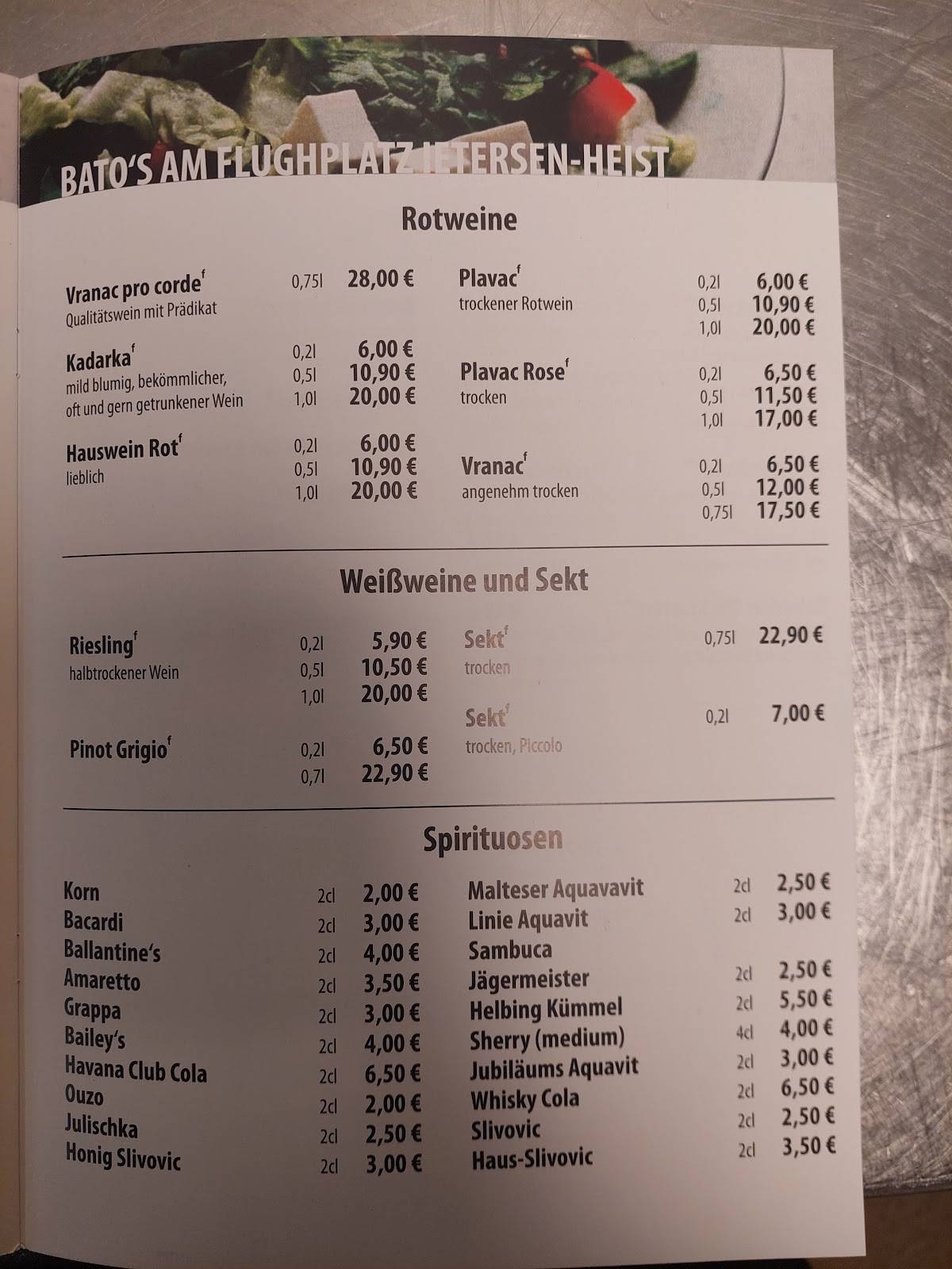Speisekarte von Bato's Spezialitäten-Restaurant, Heist