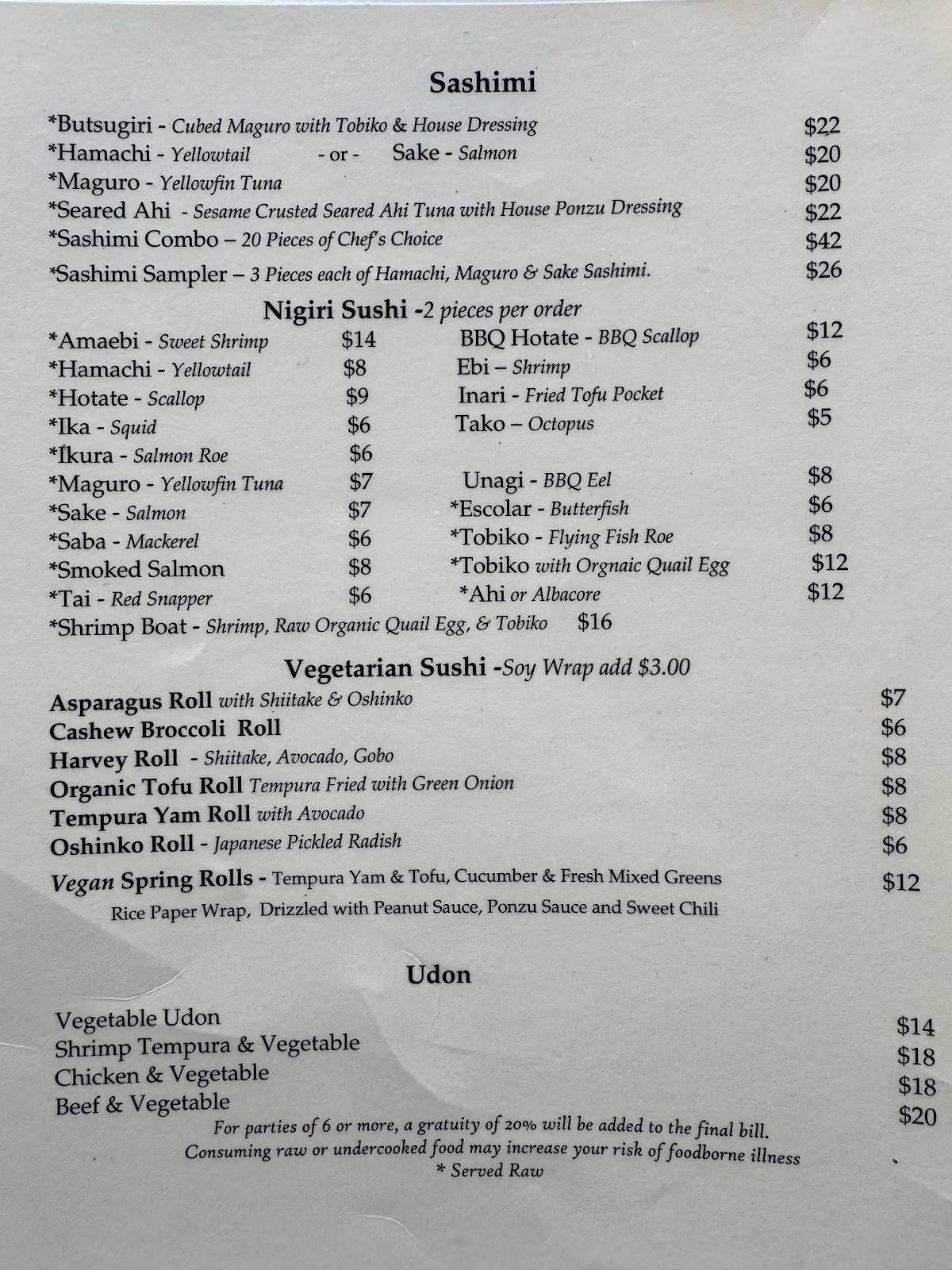 Menu at Bayfront Restaurant, Eureka