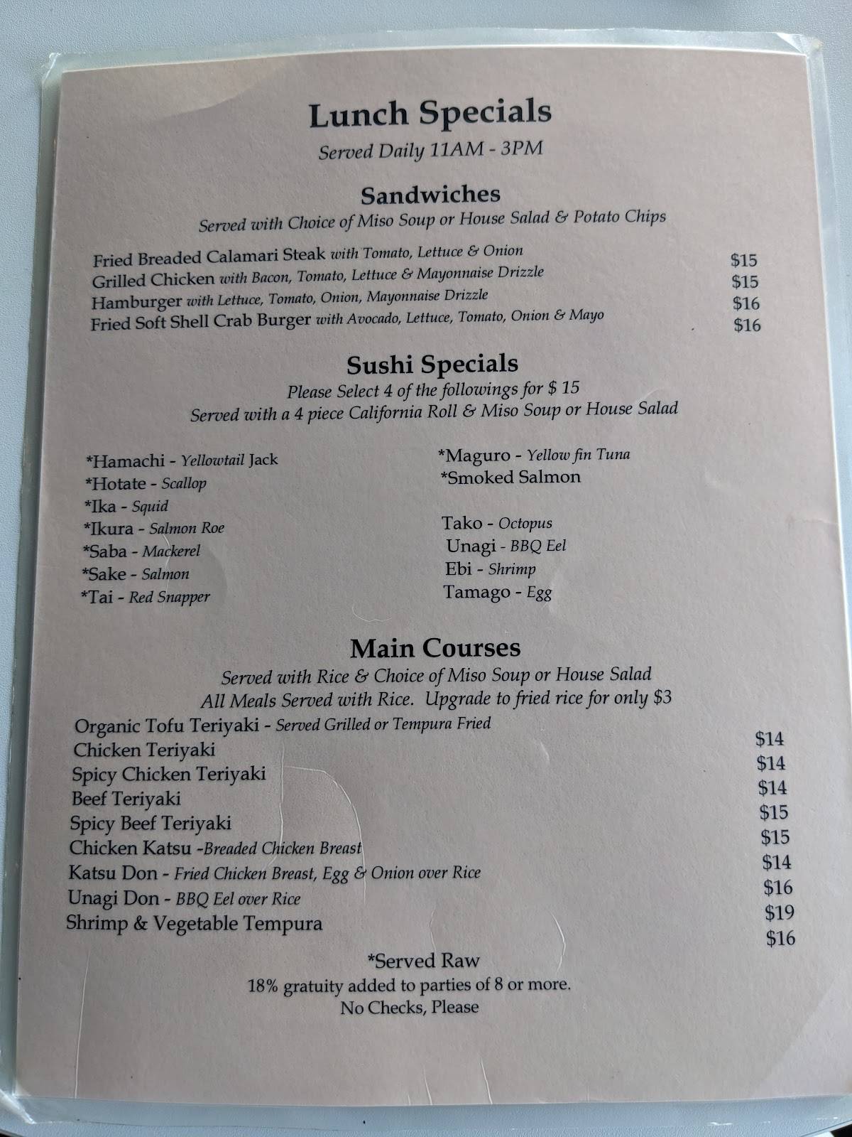 Menu at Bayfront Restaurant, Eureka