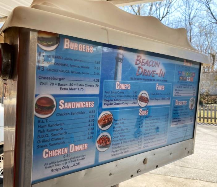 Menu at Beacon Drive Inn restaurant, Muskogee