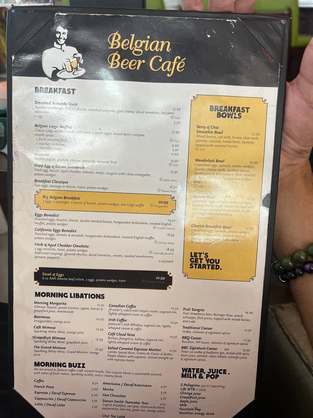 Menu at Belgian Beer Café, Leduc, Airport Rd