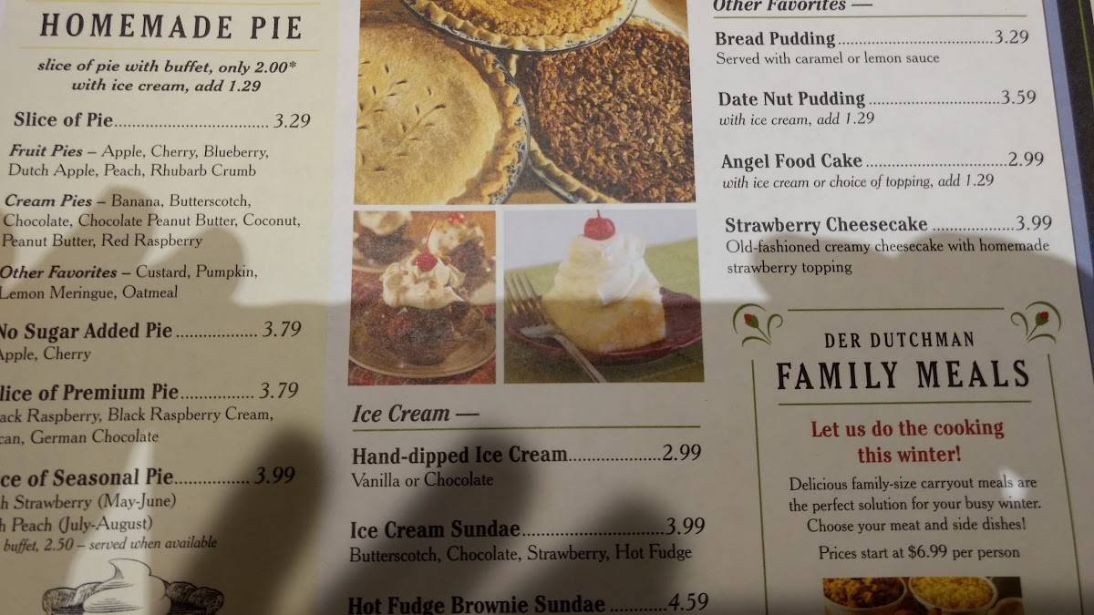 Menu at Der Dutchman restaurant, Bellville