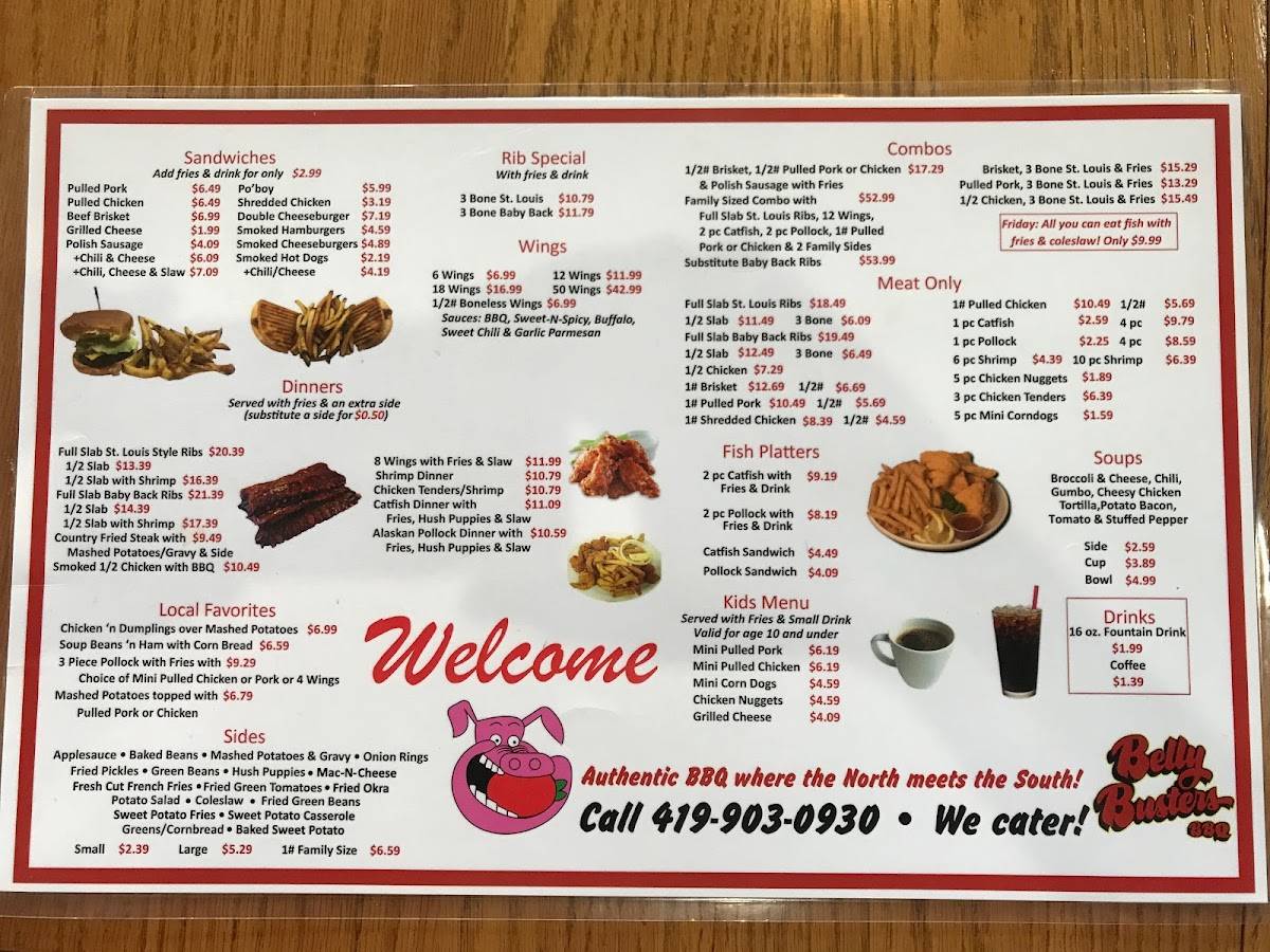 Menu at Belly Busters BBQ, Ashland, E Main St