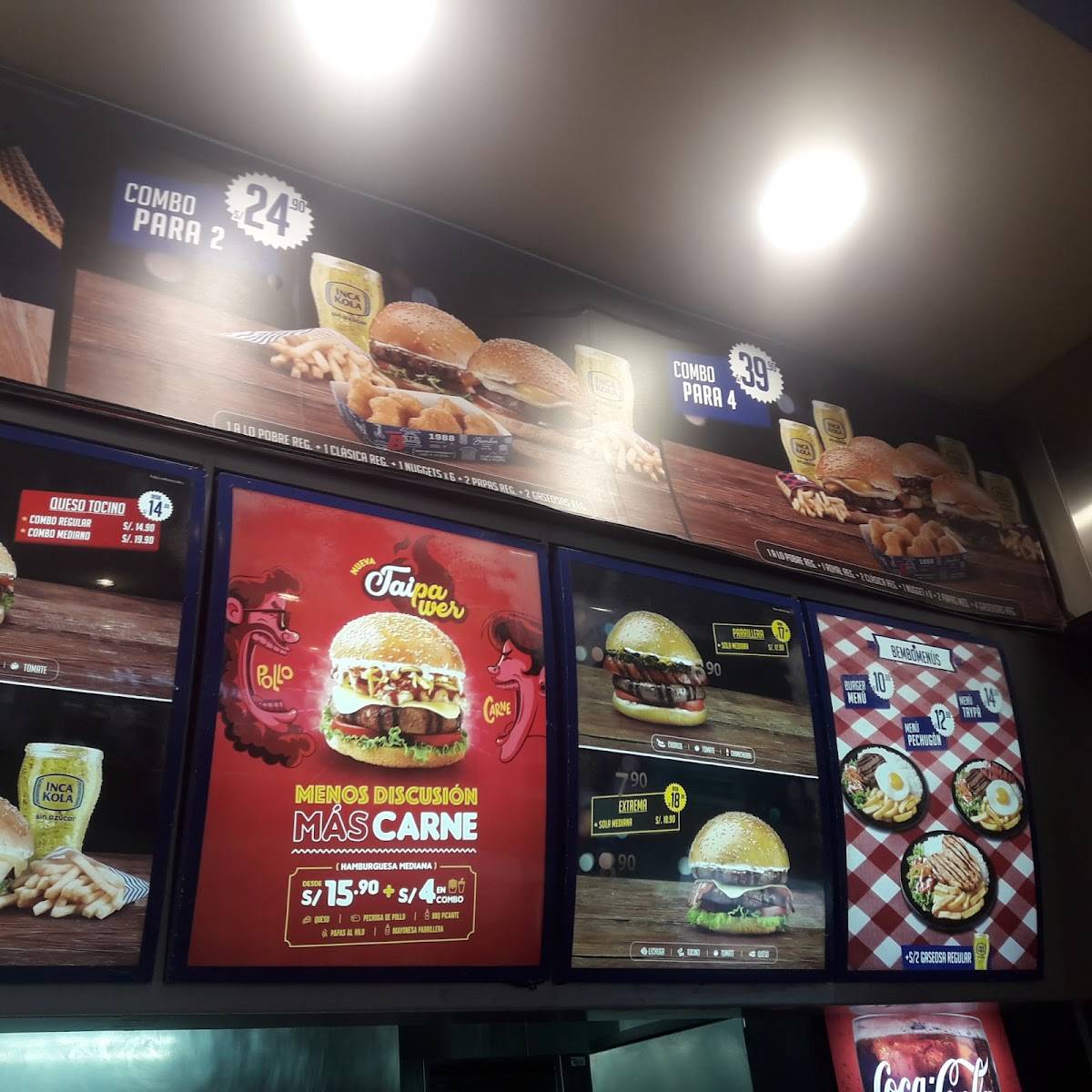 Carta del restaurante Bembos, Lima, Av. las Begonias 730