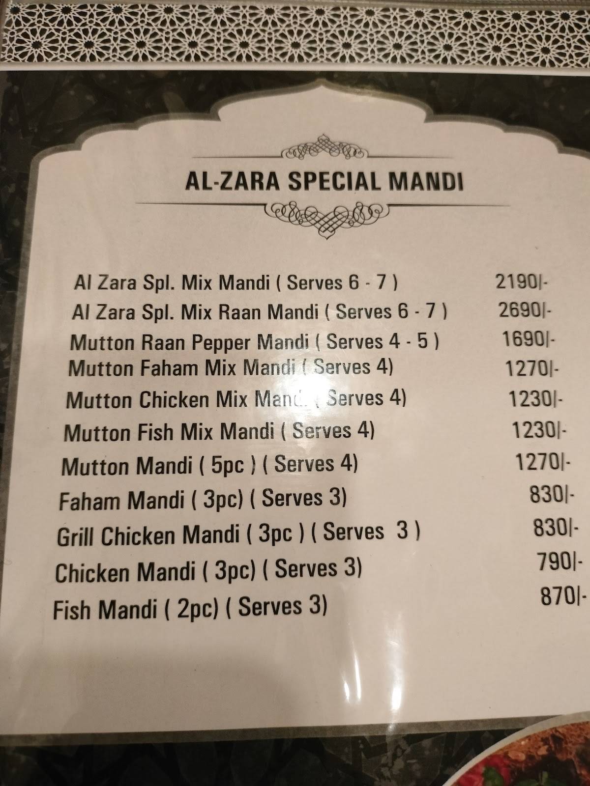 Menu at Al Zara Mandi Arabian Restaurant, Bengaluru, 147