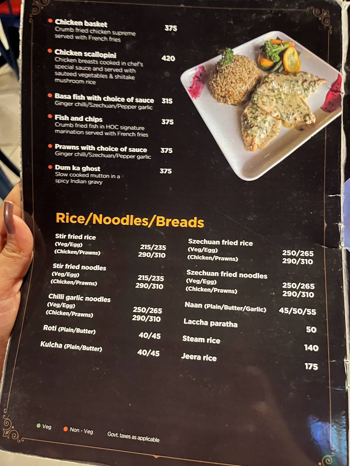 Menu at House of Commons, Bengaluru, Ground