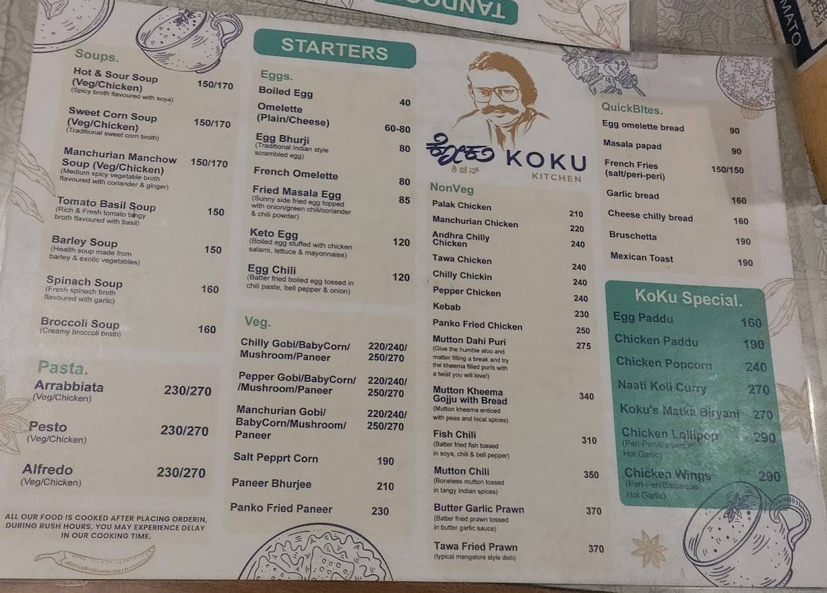 Menu at Koku Kitchen, Bengaluru