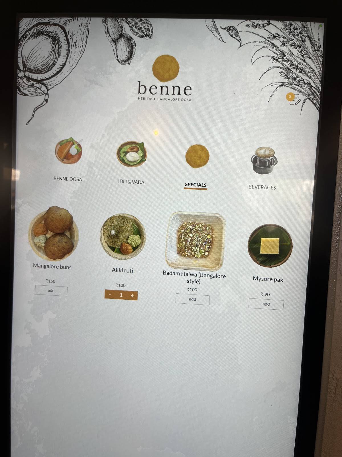 Menu at Benne - Heritage Bangalore Dosa, Mumbai