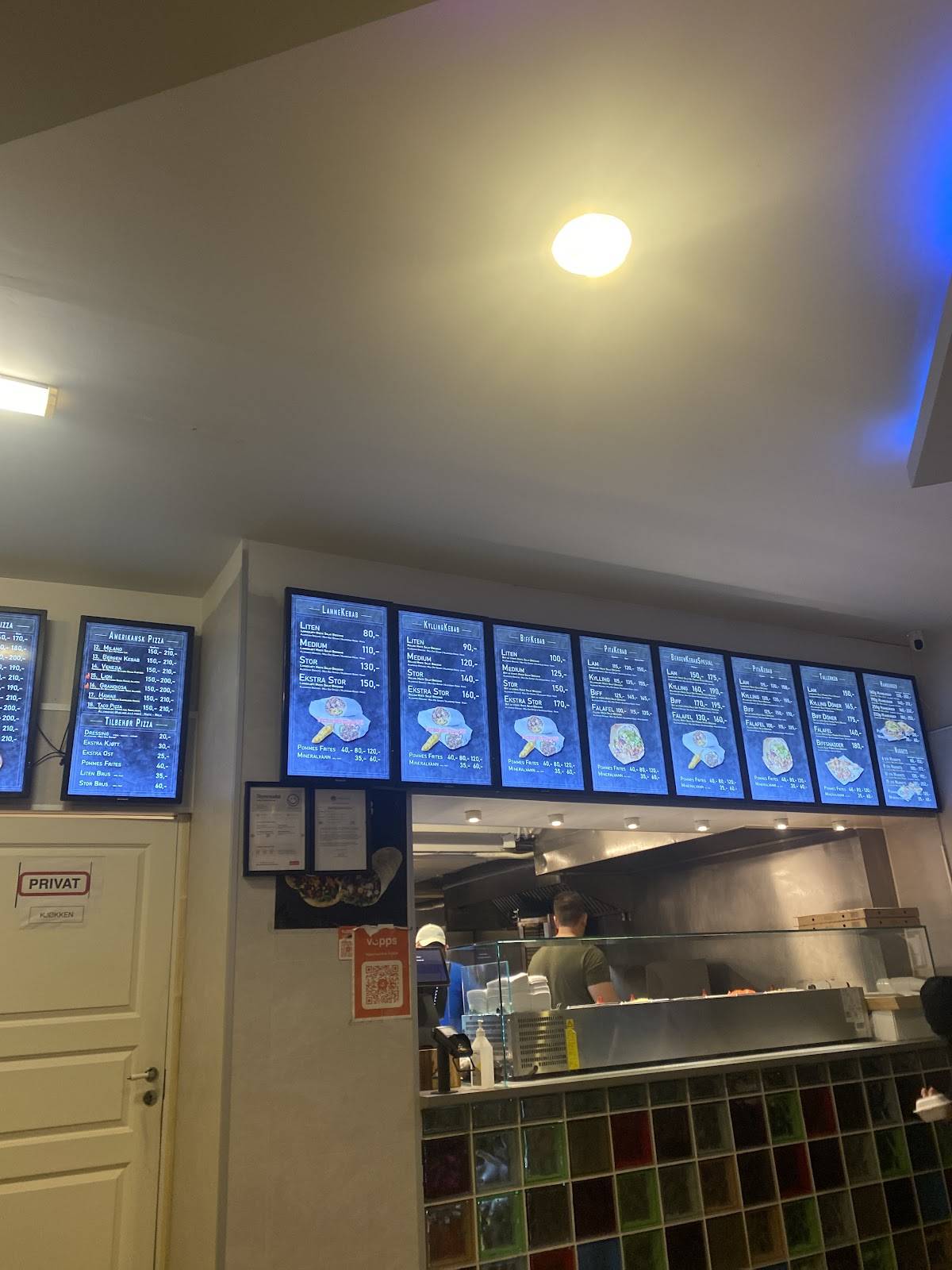 Menu at Bergen Kebab restaurant, Bergen, Chr. Michelsens Gate 9