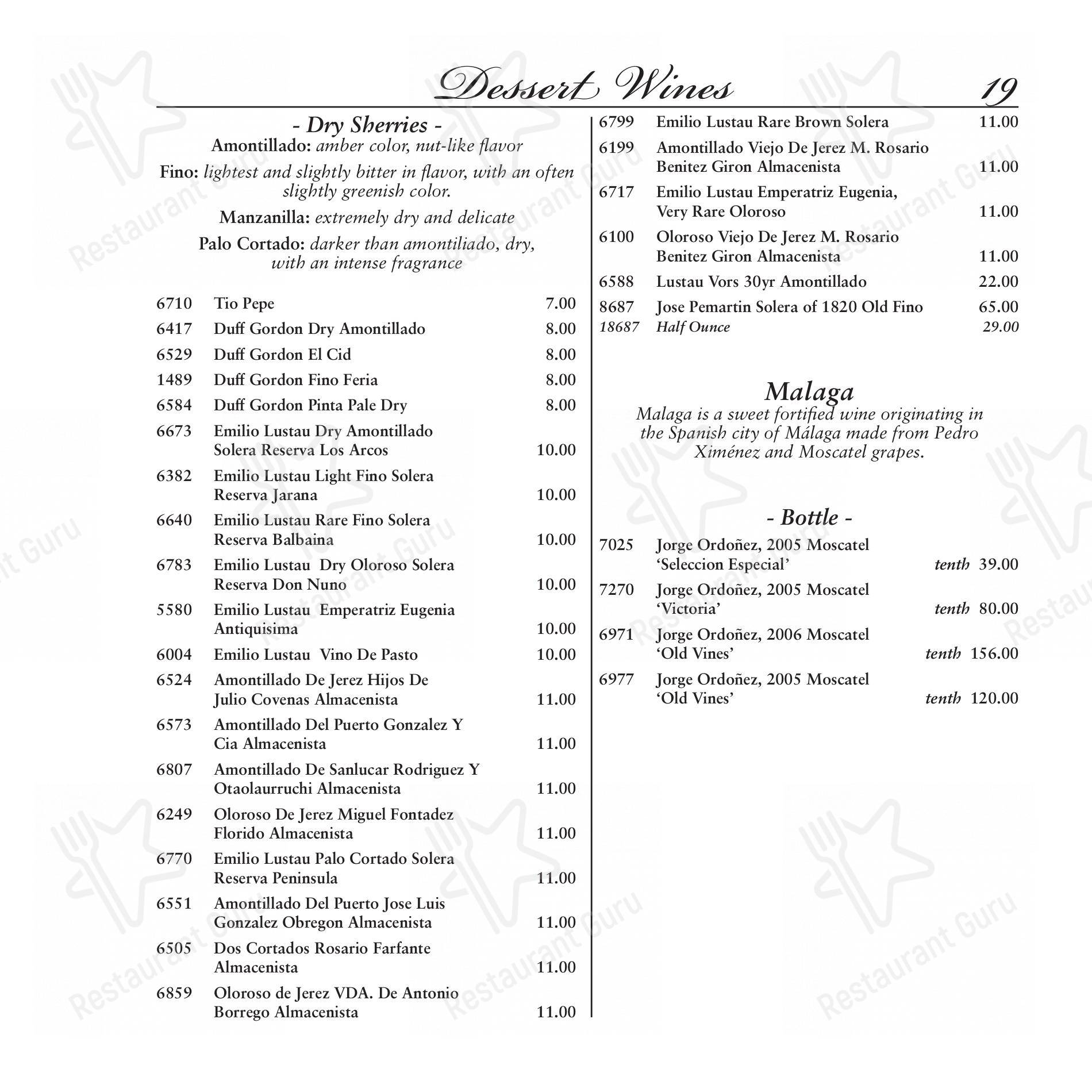 Menu at Bern's Steak House steakhouse, Tampa, S Howard Ave