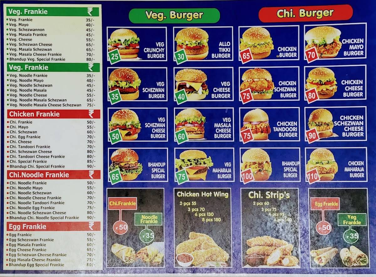 Menu at Bhandup Burger Station, Mumbai
