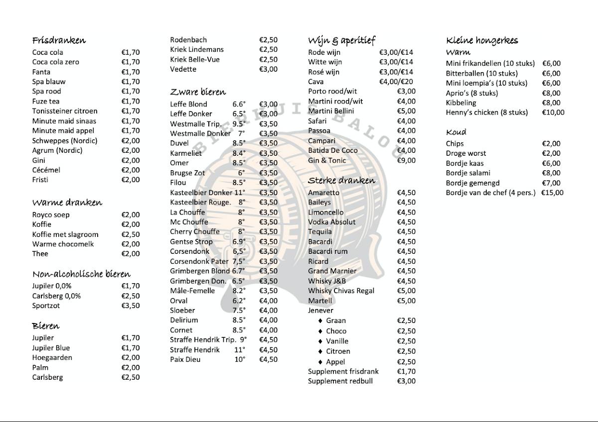 Menu au Bierhuis Balou, Laarne