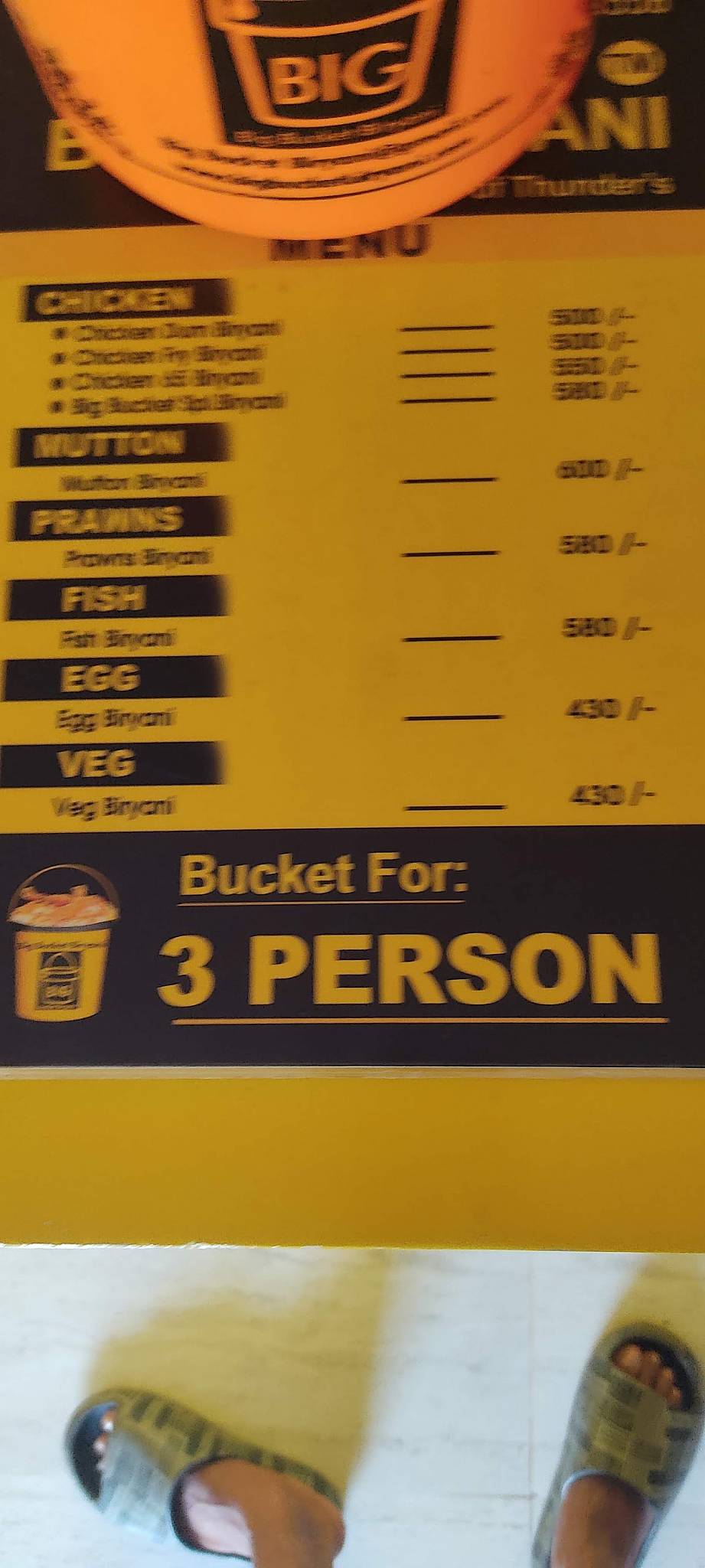 Menu at Big Bucket Biryani (BBB) Jaggayyapeta, Jaggayyapet