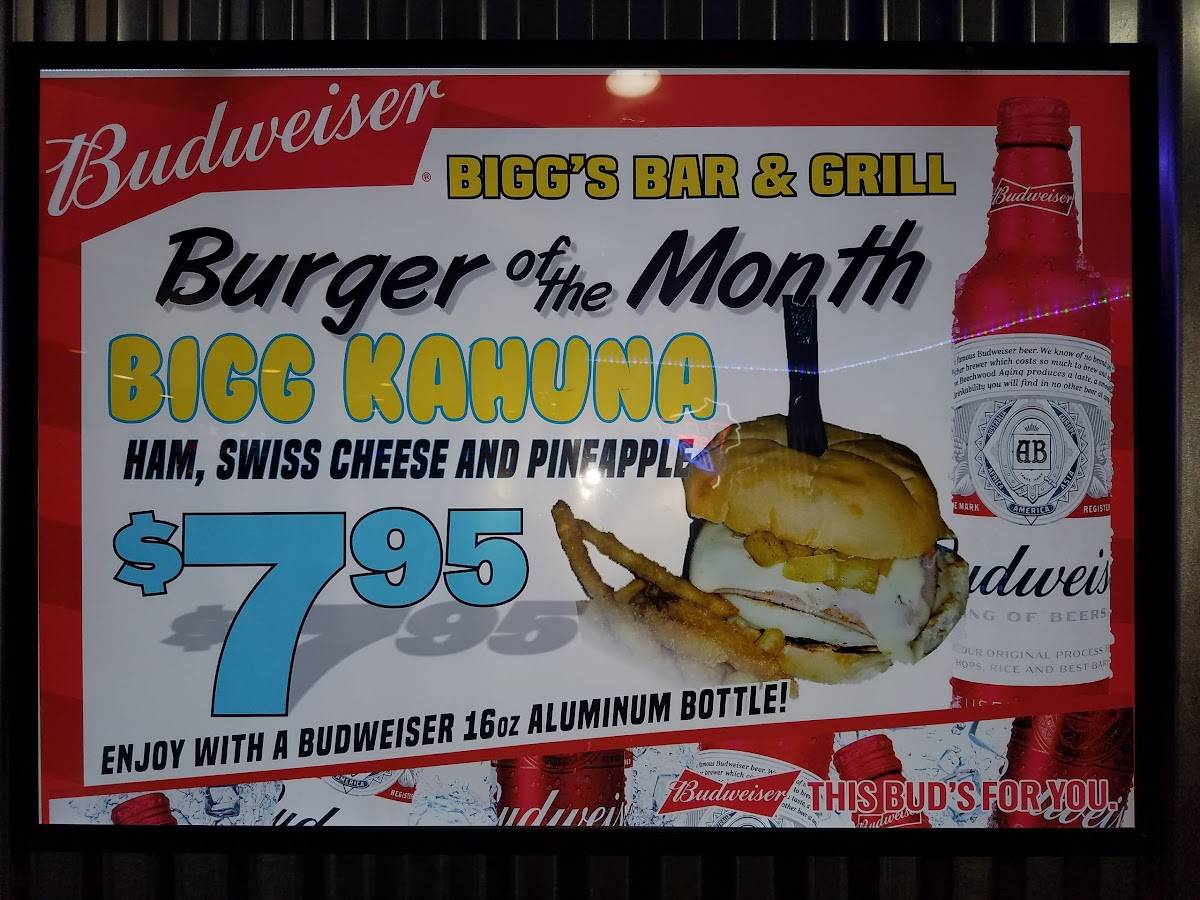 Menu at Bigg's Bar & Grill, Watertown