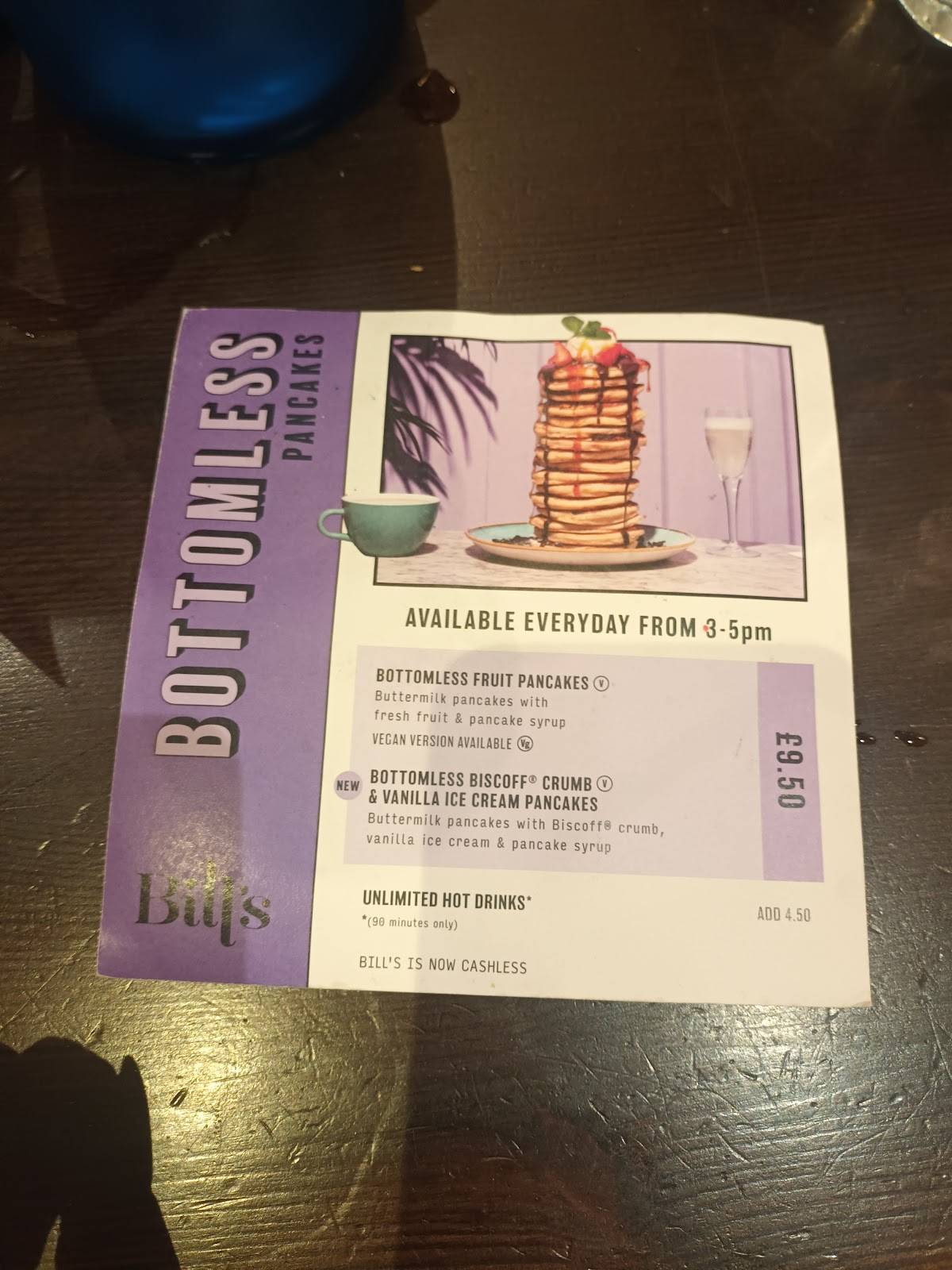 Menu at Bill's Spinningfields Restaurant, Manchester, 3 Hardman Square