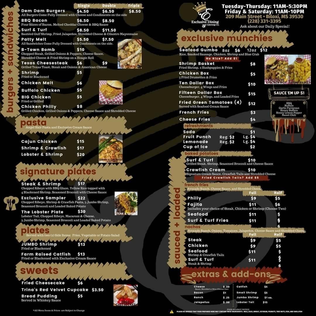 Menu at Dem Dam Burgers - Biloxi, Ms restaurant, Biloxi