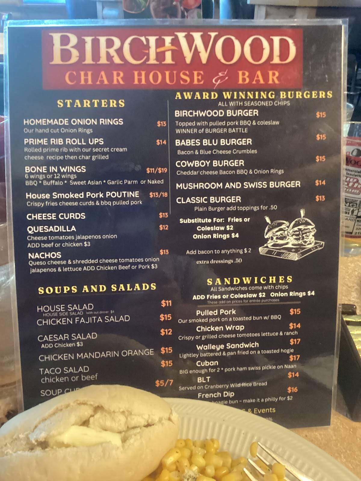 Menu at Birchwood Char House And Bar, Hackensack