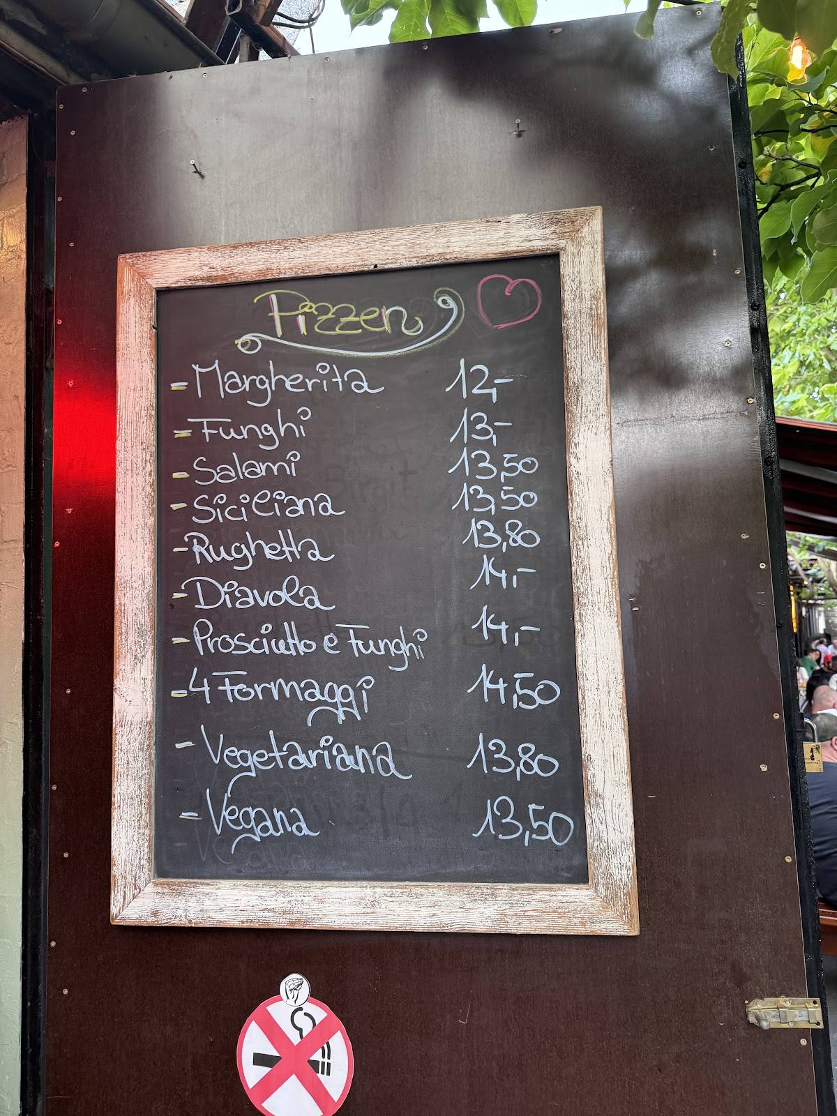 Menu at Birgit club, Berlin