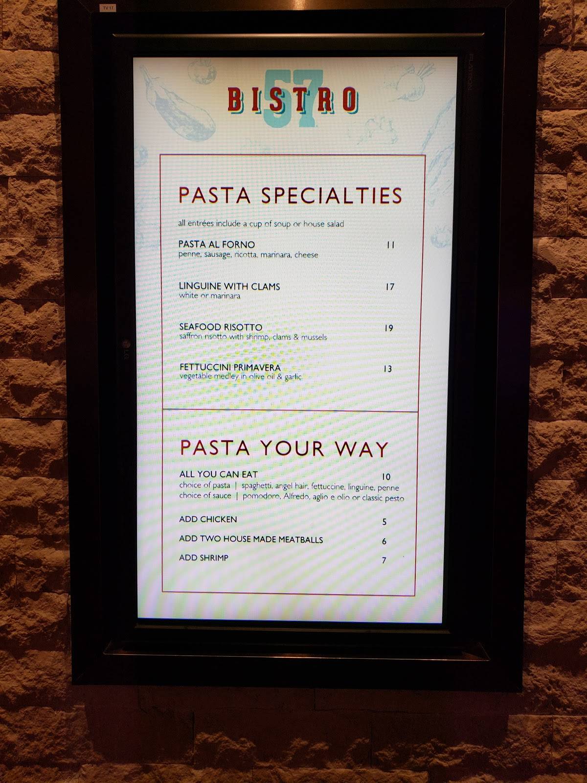 Menu at Bistro 57 restaurant, North Las Vegas, N Aliante Pkwy