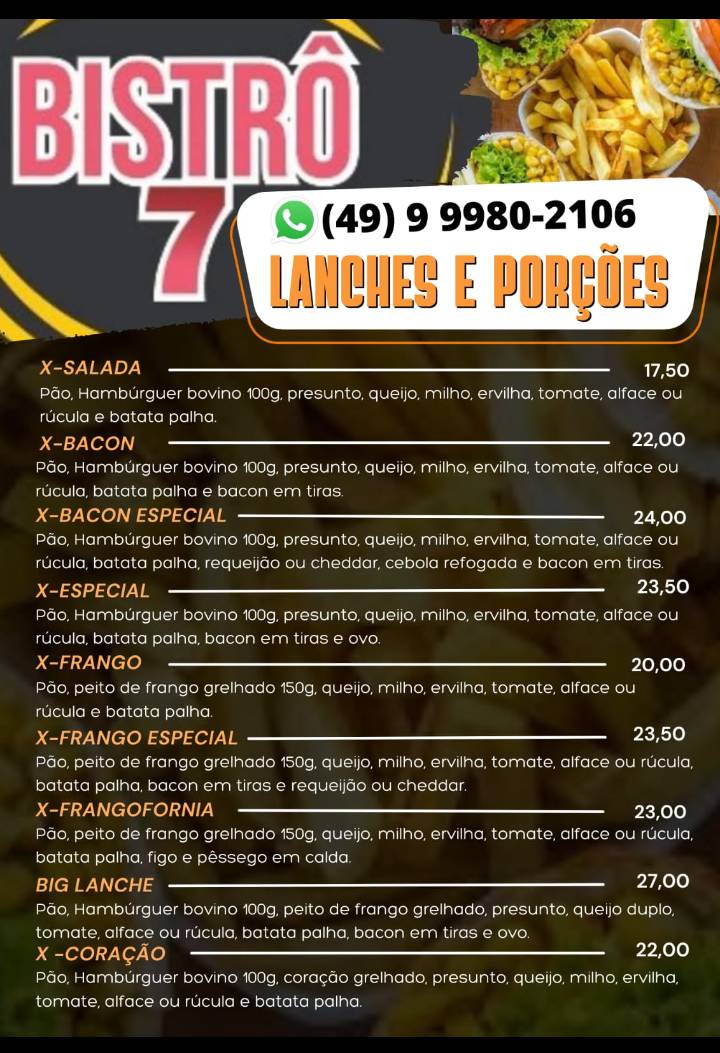 Menu em Bistrô 7 pub & Bar, Joaçaba