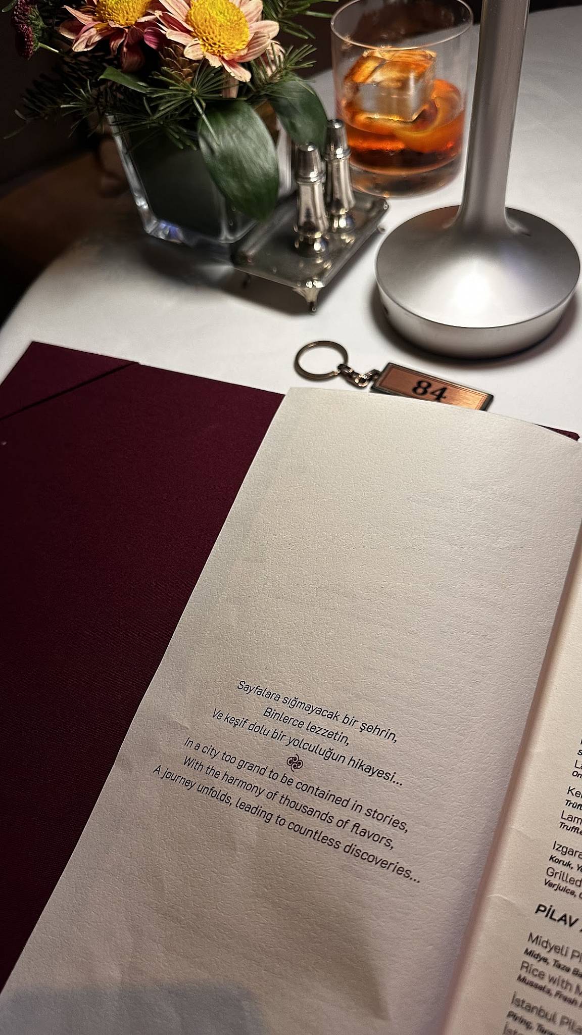 Menu at Biz İstanbul, Istanbul, Ataturk Cultural Center