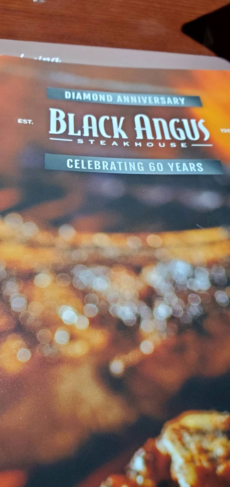 Menu at Black Angus Steakhouse, Puyallup