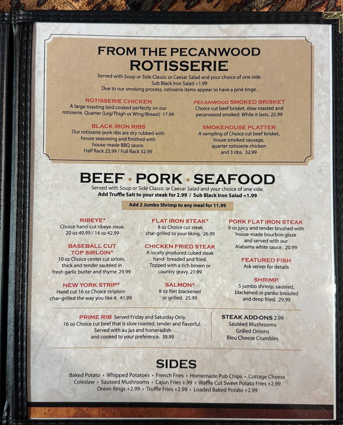 Menu at Black Iron Grill Rotisserie pub & bar, Miles City