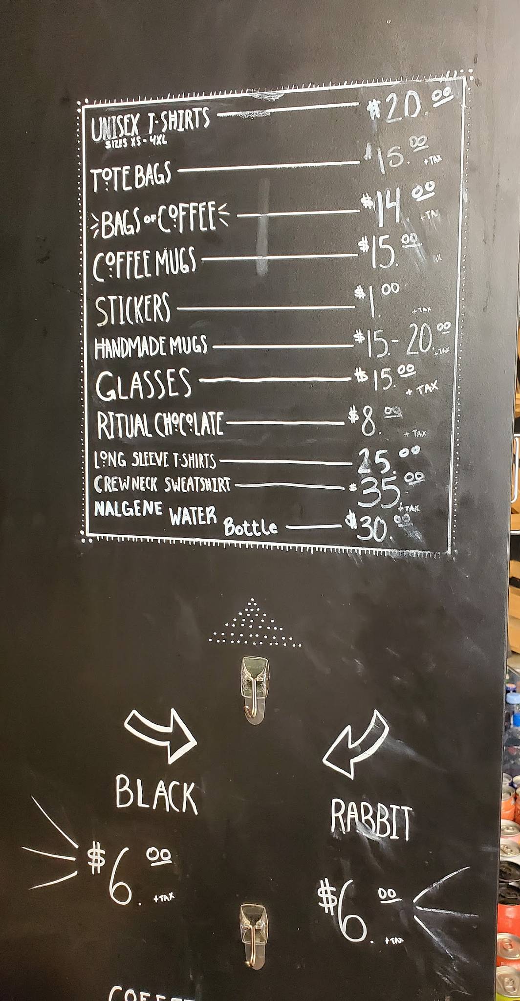 Menu at Black Rabbit Coffee Roasters cafe, Hillsboro