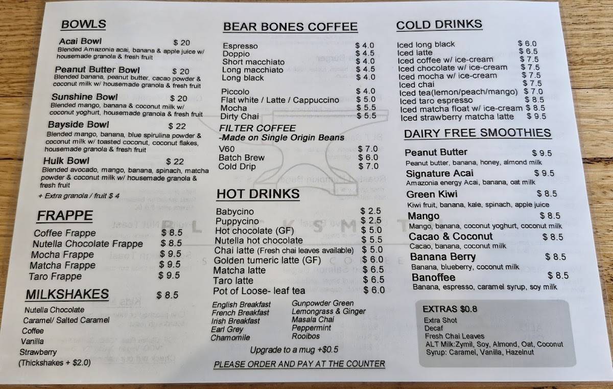 Menu at Blacksmith Specialty Coffee cafe, Mount Gravatt East