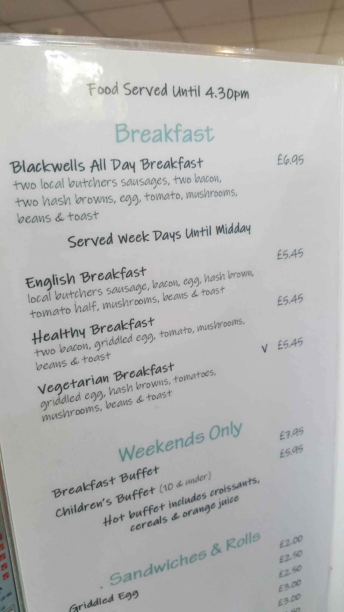 Menu at Blackwell's Chipperfield Ltd pub & bar, Chipperfield, 10 The Common