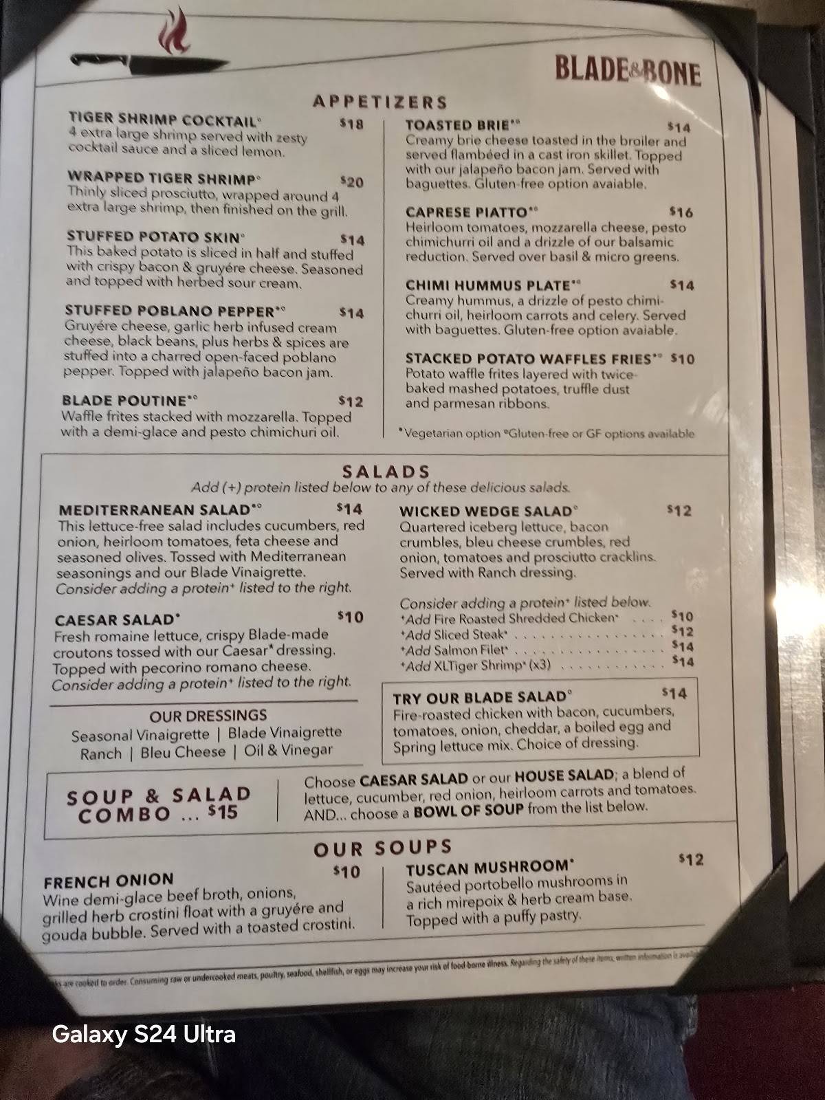 Menu at Blade and Bone pub & bar, Grand Junction