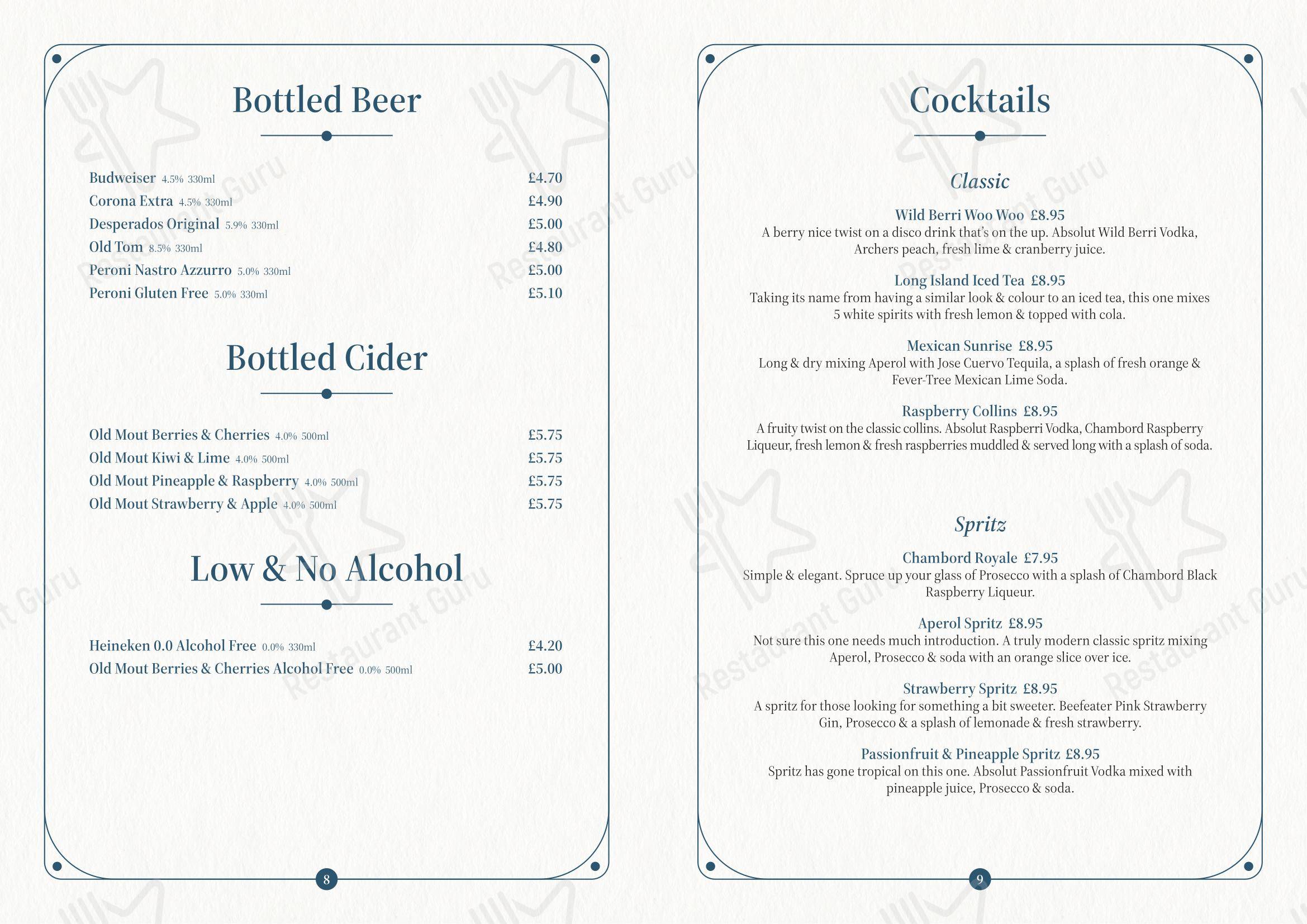 Menu at Bleeding Wolf, Scholar Green pub & bar, Stoke-on-Trent