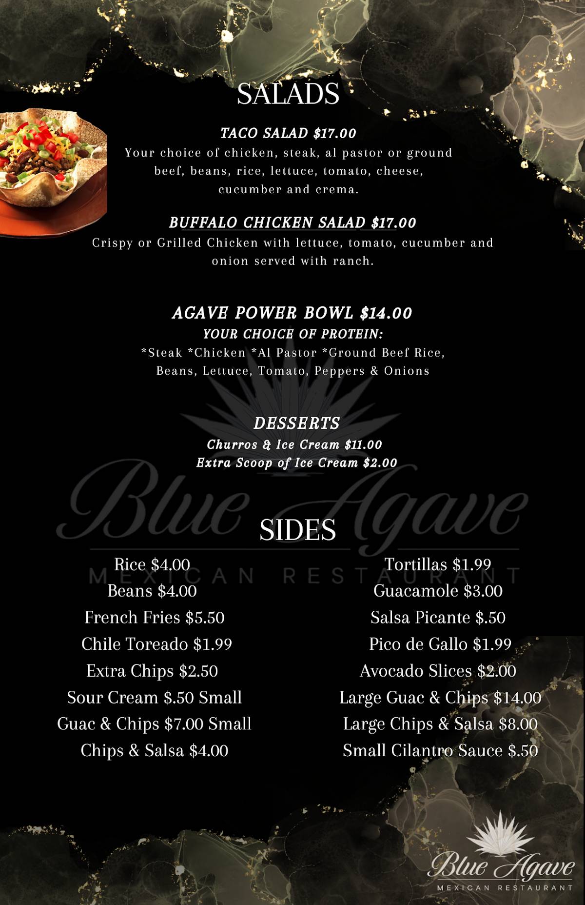 Menu at Blue Agave Mexican Restaurant, Ave Maria
