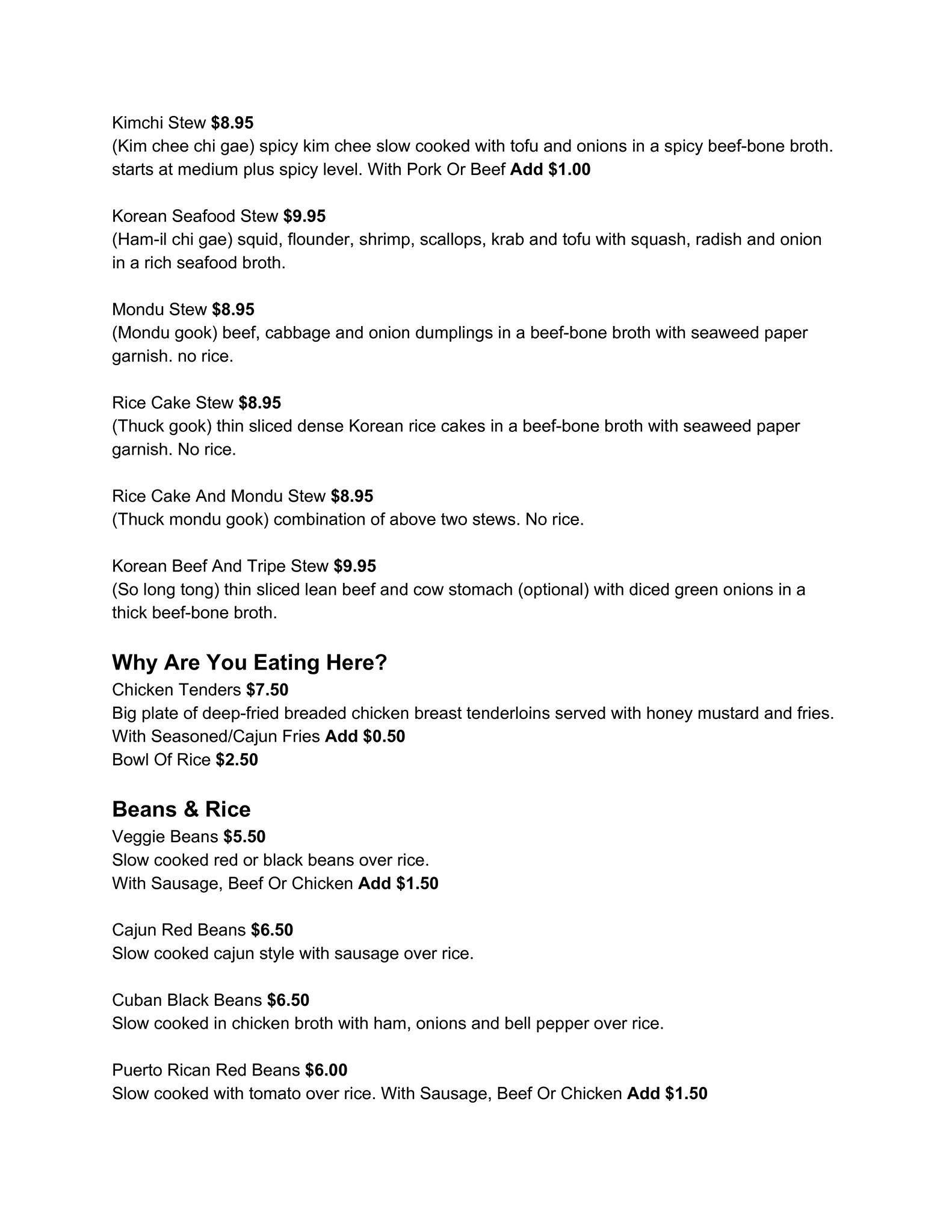 Menu at Blue Cactus Cafe, Columbia
