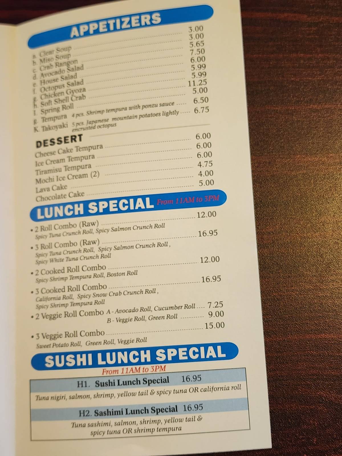 Menu at Blue Nori Hibachi and Sushi Japanese Express restaurant, Carbondale