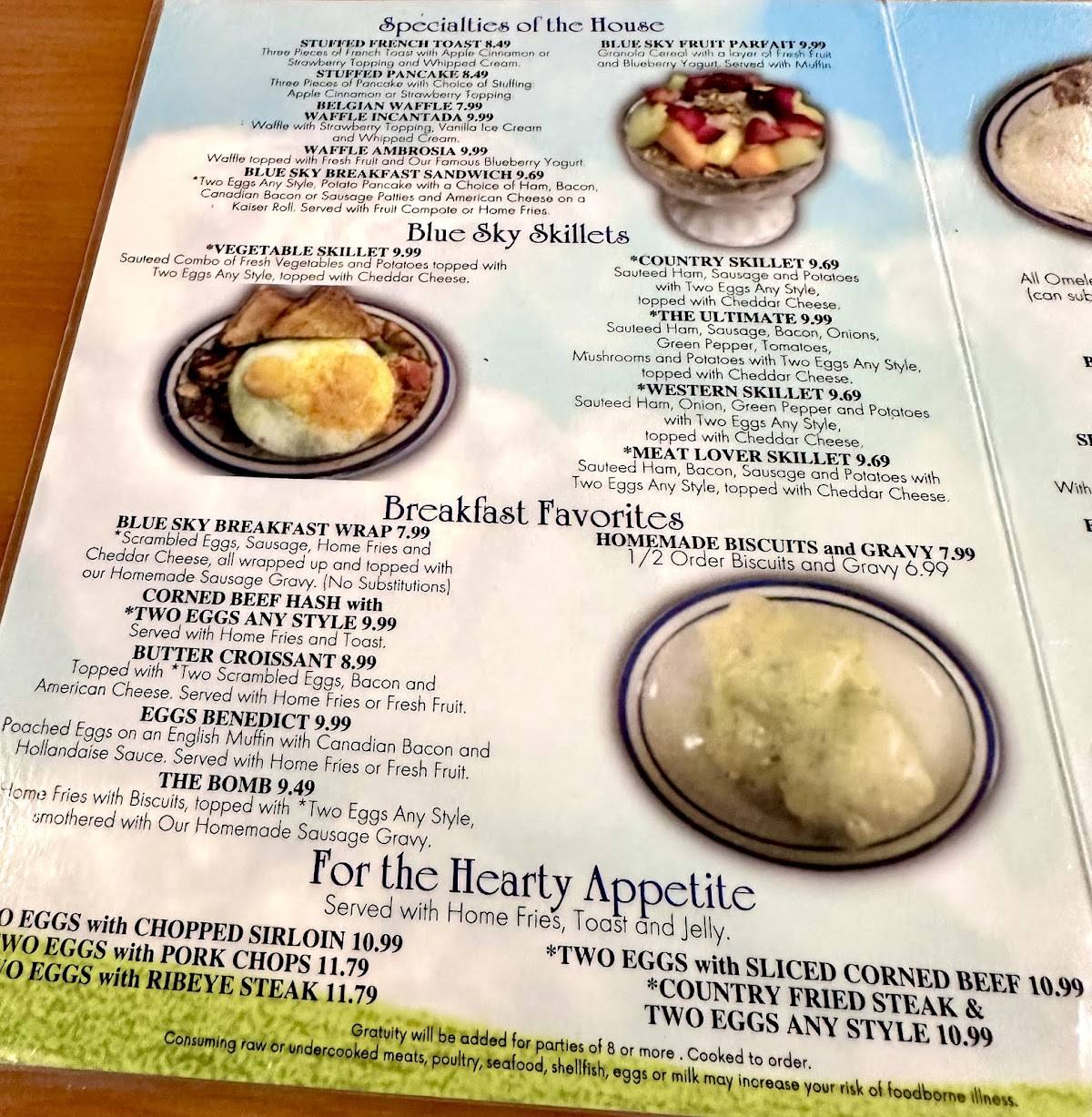 Menu at Blue Sky Restaurant, Amherst