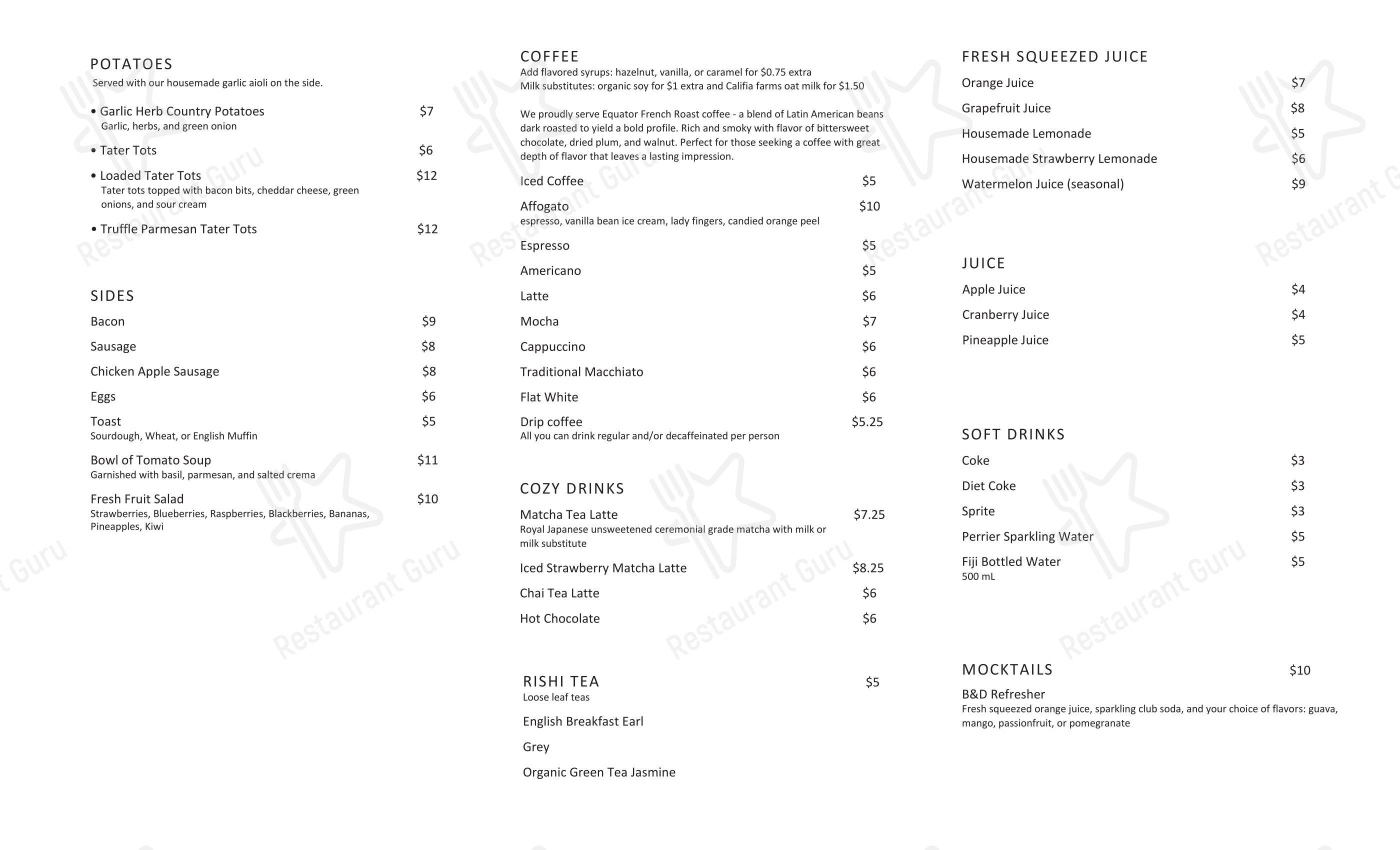 Menu at Board and Drink, San Francisco