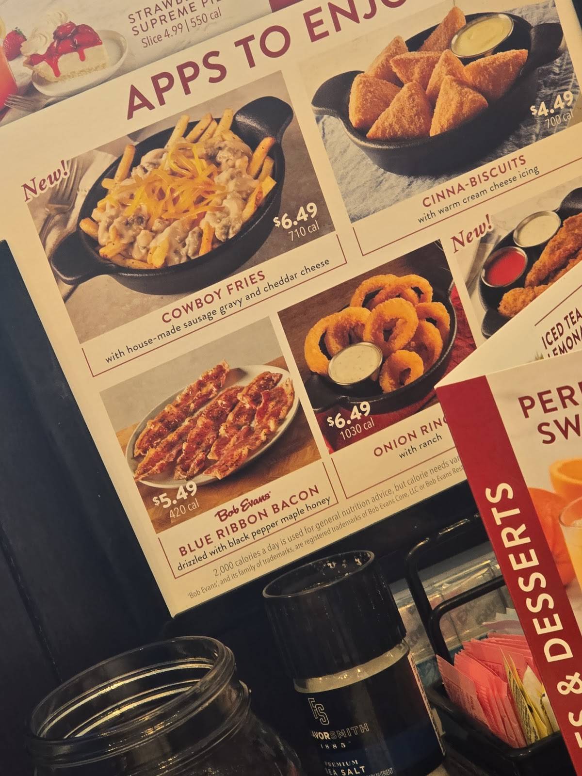 Menu at Bob Evans restaurant, Defiance