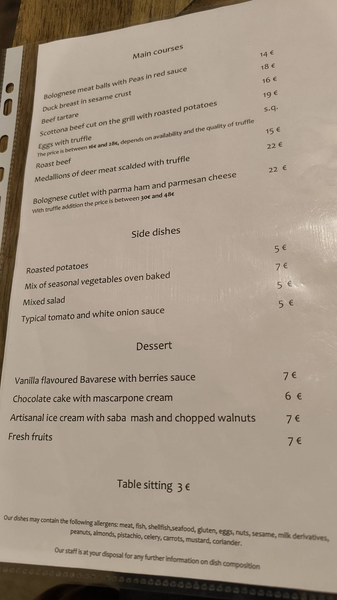 Menu da A Balùs ristorante, Bologna, Via del Borgo di S. Pietro