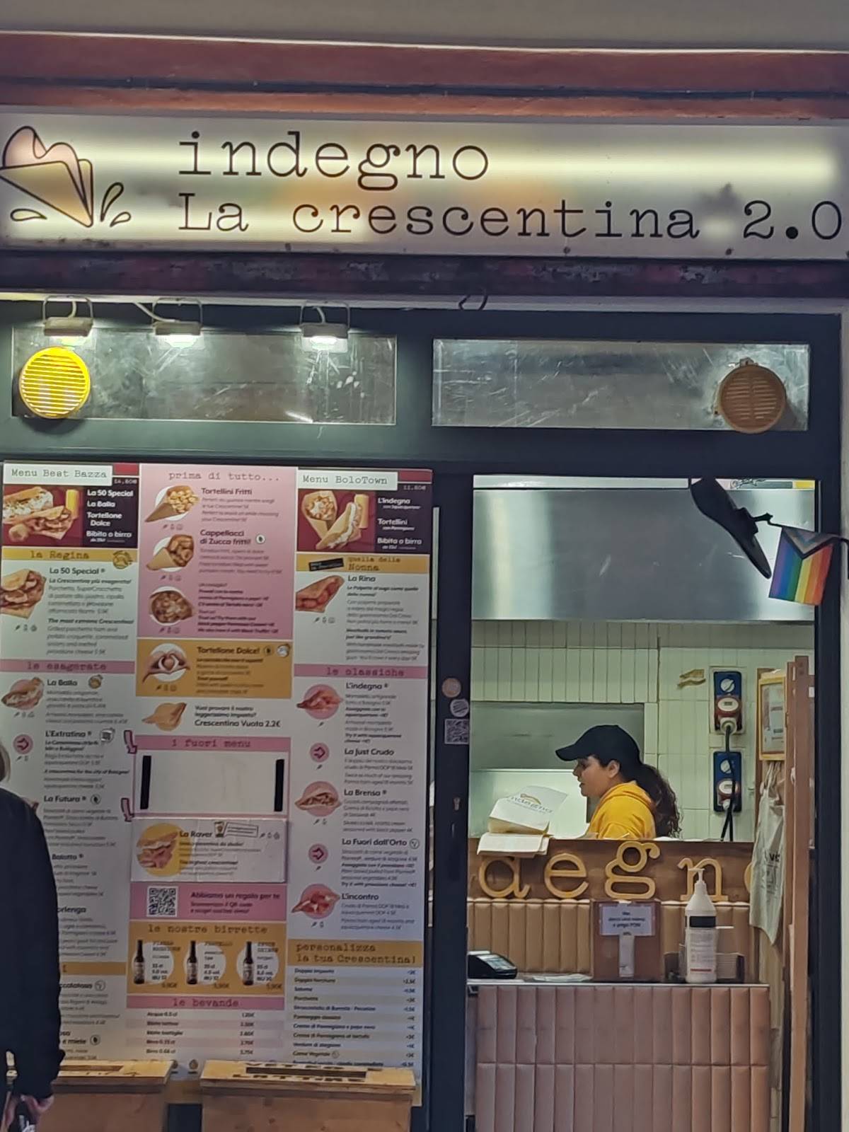 Menu at Indegno - la crescentina 2.0 fast food, Bologna, Via del Pratello
