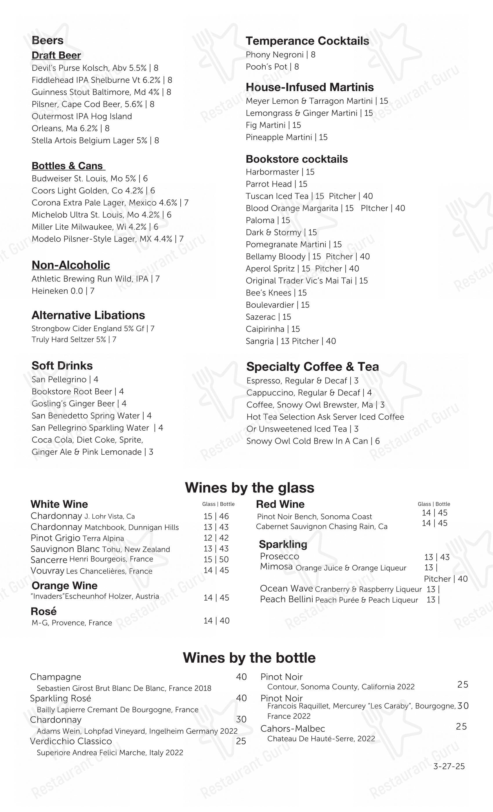 Menu at Bomb Shelter pub & bar, Wellfleet