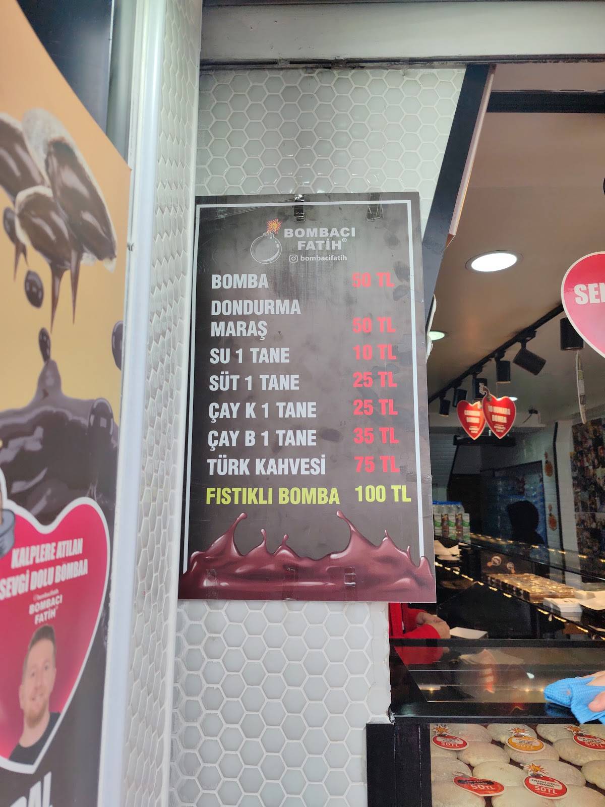 Menu at Bombacı Fatih, Istanbul