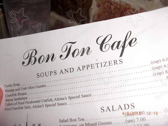 Menu at Bon Ton Café restaurant, New Orleans
