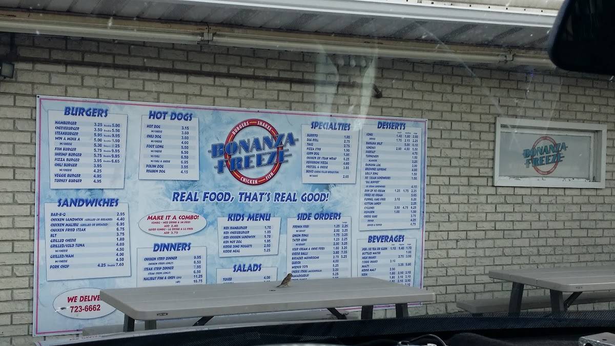 Menu at Bonanza Freeze restaurant, Butte